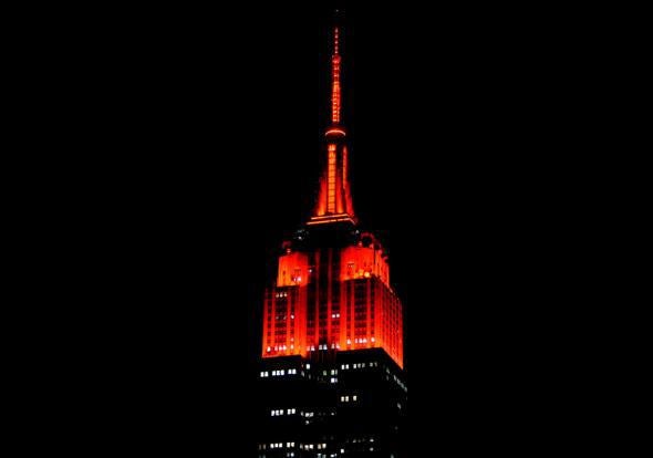 Empire State Building turns red as Trump wins.