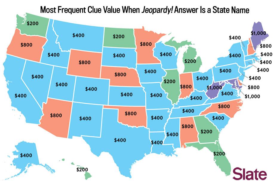 Jeopardy! map: The dollar value of American locales, as determined by ...