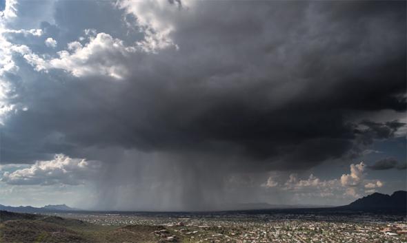 Microburst: Sudden downpour.