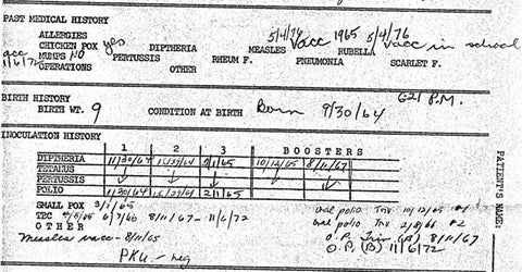 Vaccines: Records show I've been up-to-date my whole life.