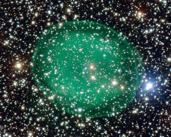 Planetary nebula IC 1295: A dying star glowing green.
