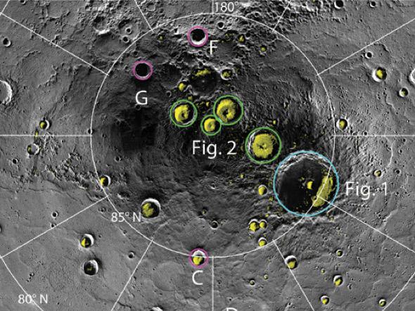 Ice on Mercury: Space probe photos show strong evidence of polar ice.