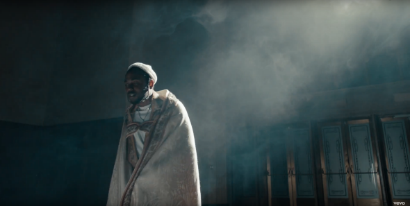 Kendrick Lamar’s “Humble” video answers Young Pope fans’ prayers.
