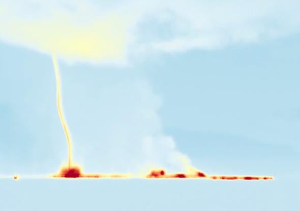 Volcano tornado: Video of a vortex spawned by the Iceland eruption.