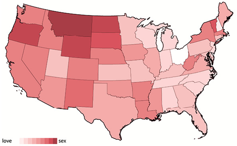 Mapmaking using Reddit, OKCupid, Twitter, and other social media websites.