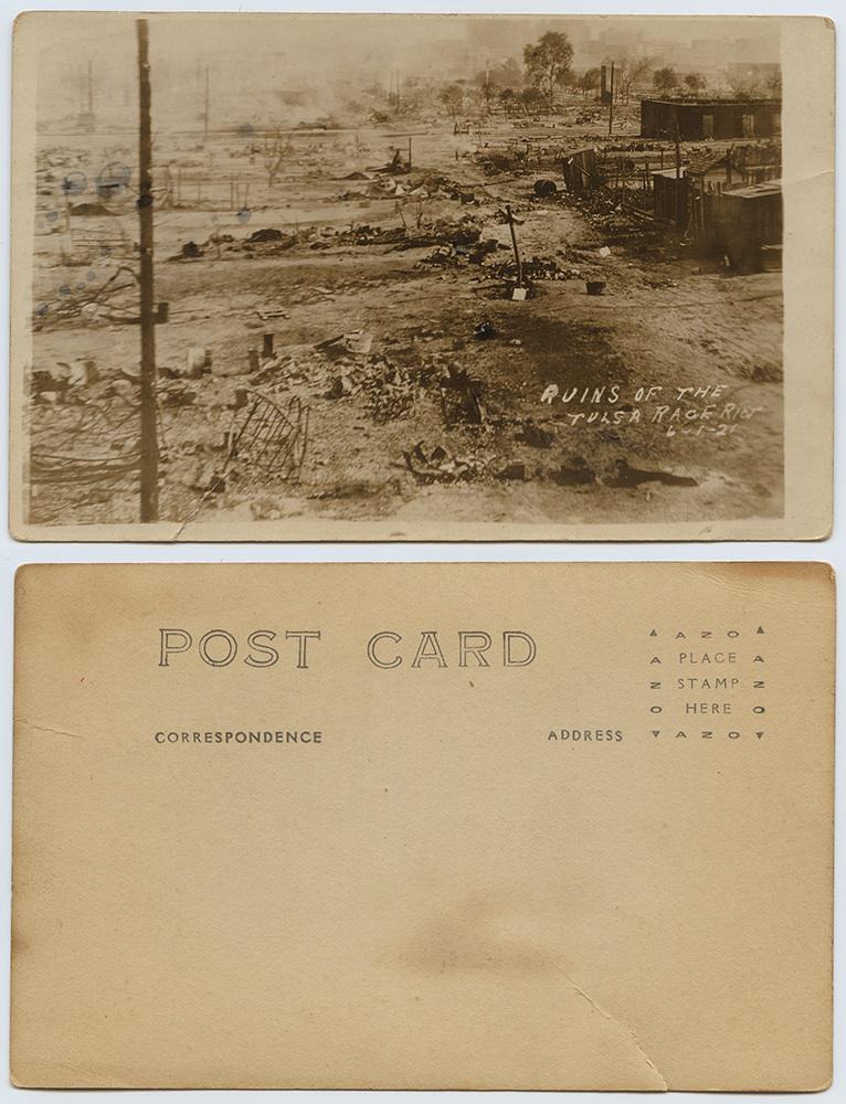 Tulsa Race Riot history: Postcards made with images of ruins of black ...