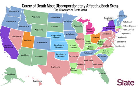 Death map: The most common causes of death in each state of the union