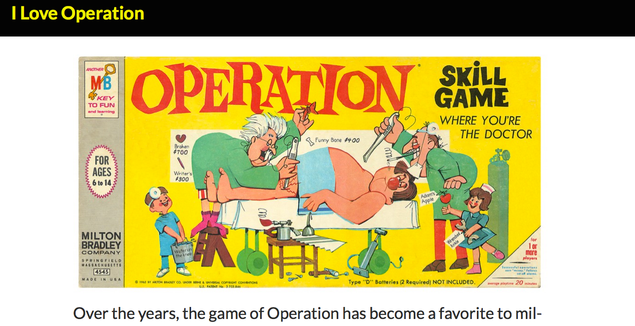 Operation game inventor tries crowdfunding to pay for own operation.