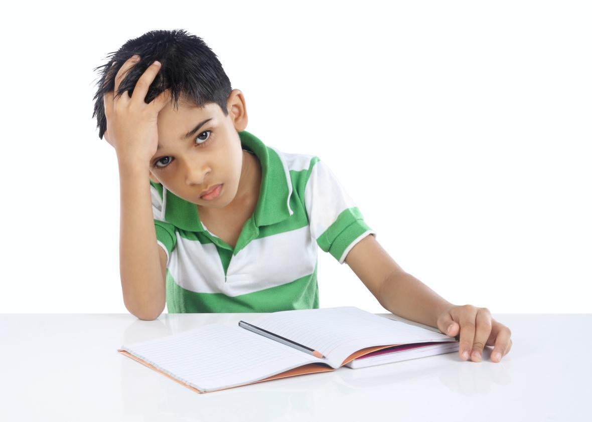 Elementary school homework study: Kids given too much work.
