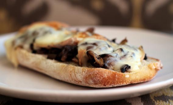 Grilled taleggio sandwich with sautéed mushrooms: the open-faced ...