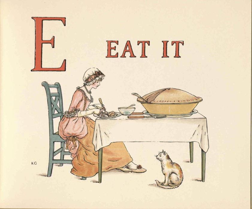 Kate Greenaway's Apple Pie ABC is utterly adorable.
