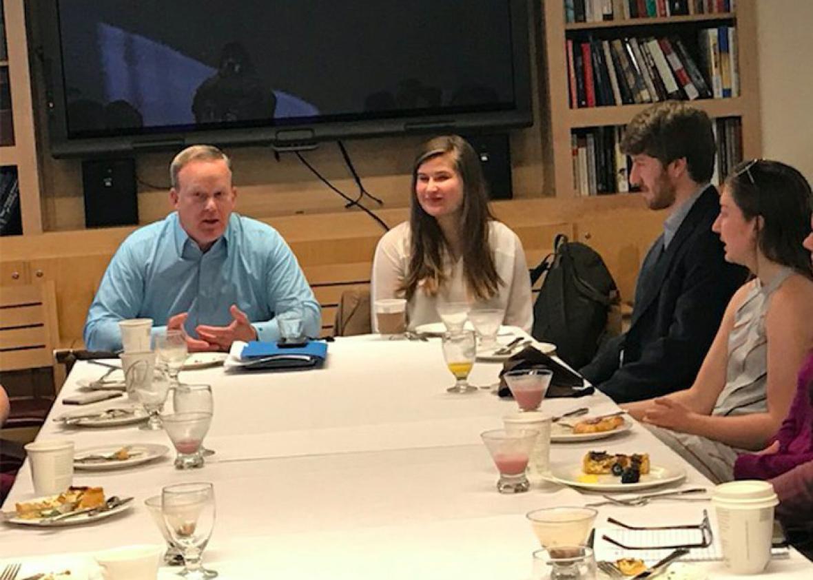 Sean Spicer Harvard breakfast photo: Largest breakfast crowd ever!