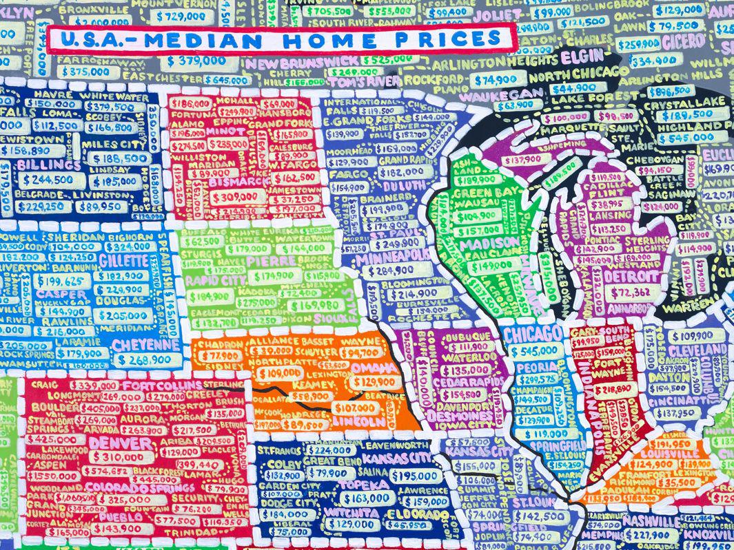 Designer Paula Scher makes beautifully skewed hand-painted maps of U.S. data.