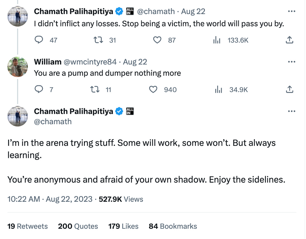 Chamath Palihapitiya, the former SPAC King, is now taunting his investors who lost money.