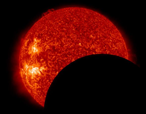 Lunar transit: SDO sees the Moon block the Sun.