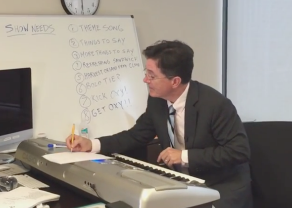 Stephen Colbert takes a stab at composing his own Late Show theme song ...