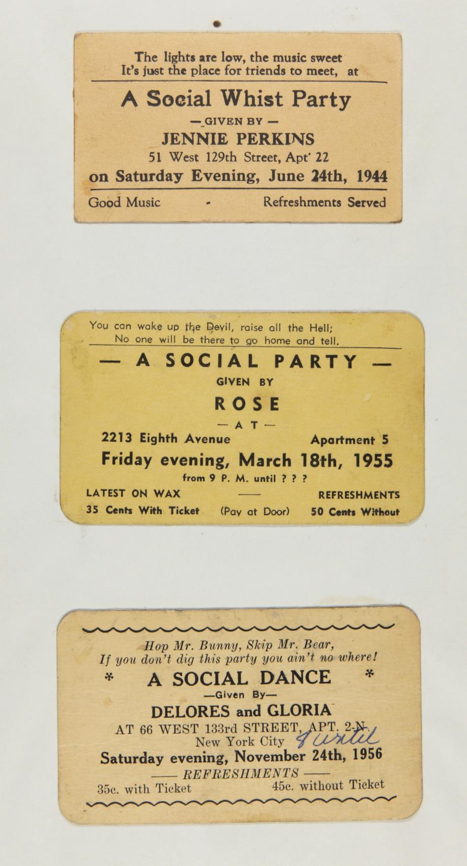 Rent parties: Langston Hughes' collection of rent party cards (PHOTO).