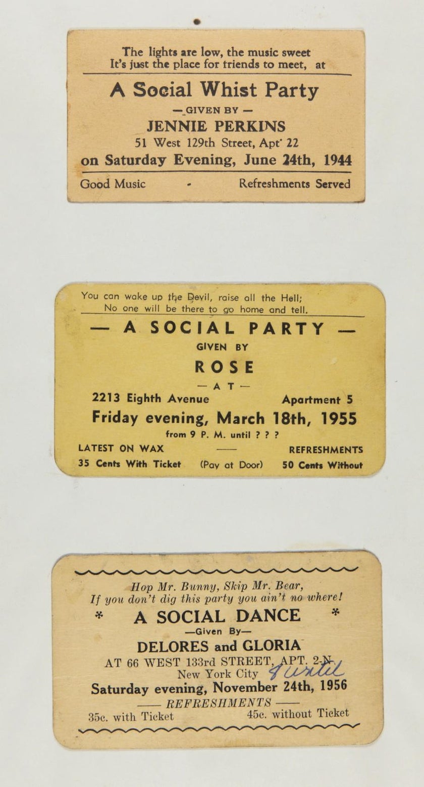 Rent parties: Langston Hughes' collection of rent party cards (PHOTO).