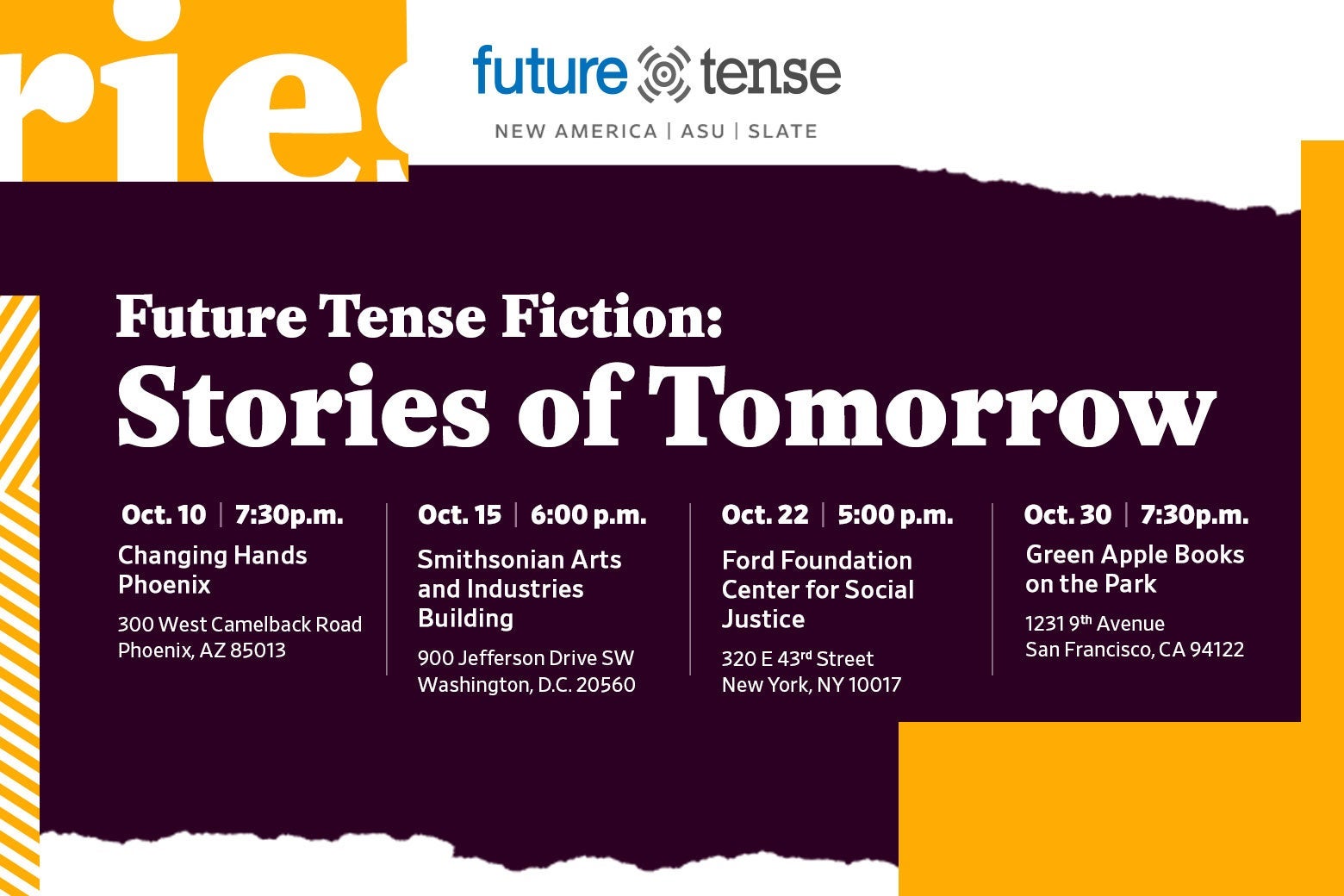Future Tense Fiction: Stories of Tomorrow (four cities tour)
