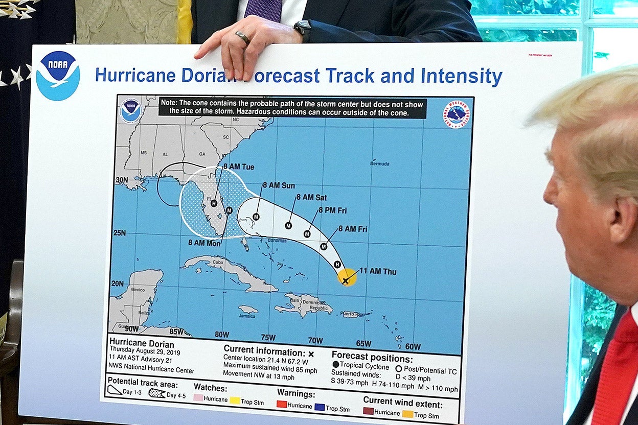 Trump's Sharpie defense is up against the seriousness of Hurricane Dorian.