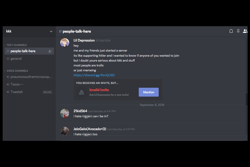 Discord is a safe space for white supremacists.