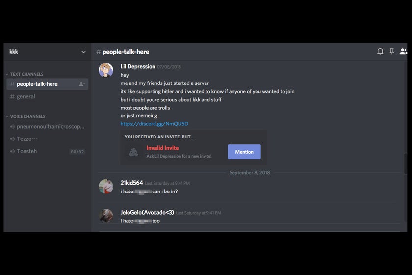 Discord is a safe space for white supremacists.