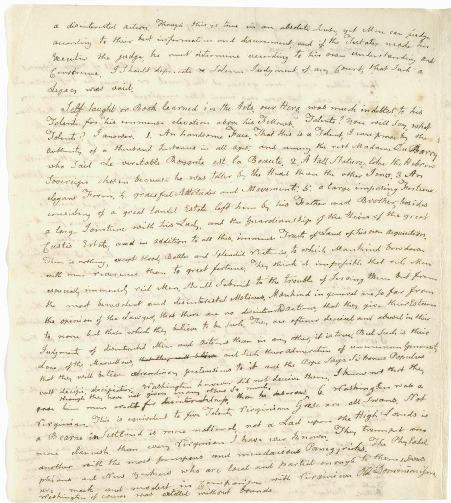 John Adams and George Washington: Adams' letter on Washington's talents.