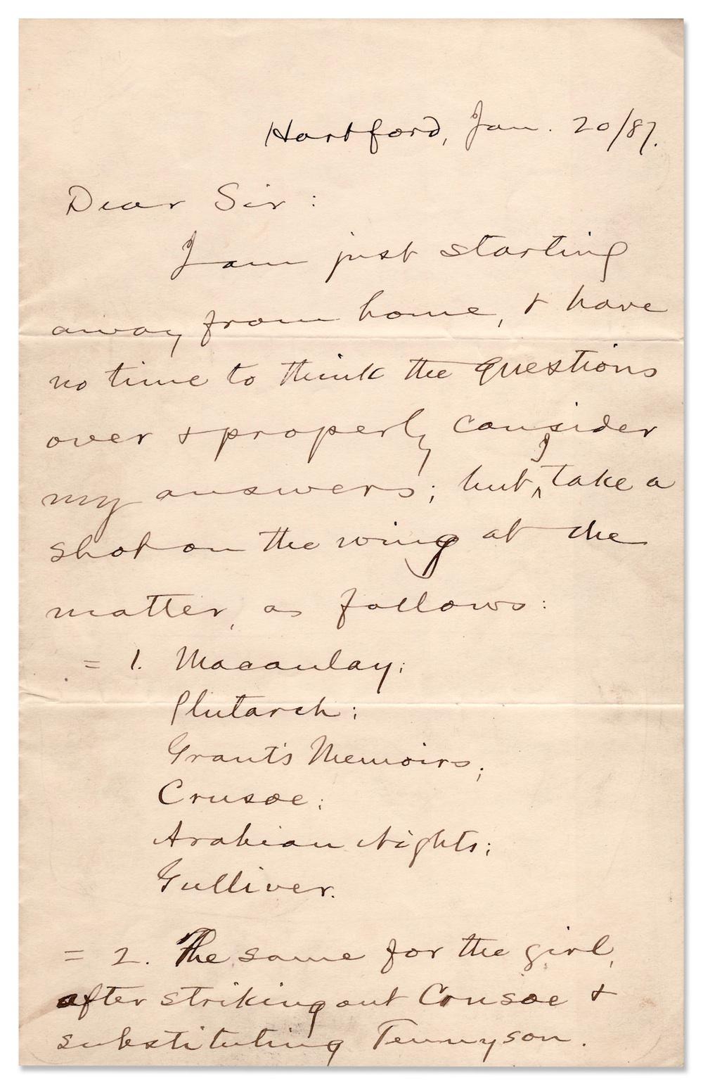 Mark Twain: The author's recommendations for young readers.