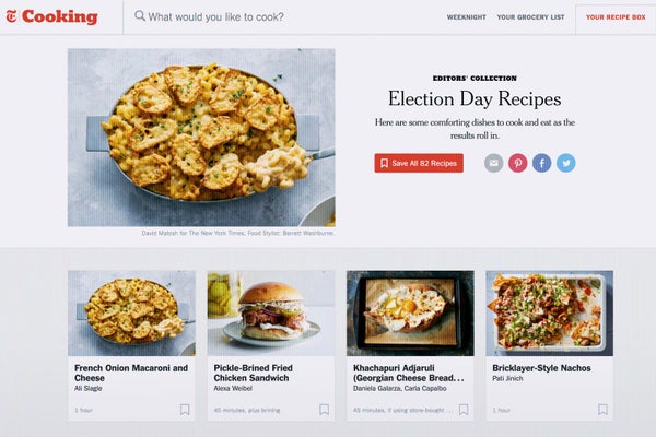 New York Times election day party recipes: These are just regular recipes.