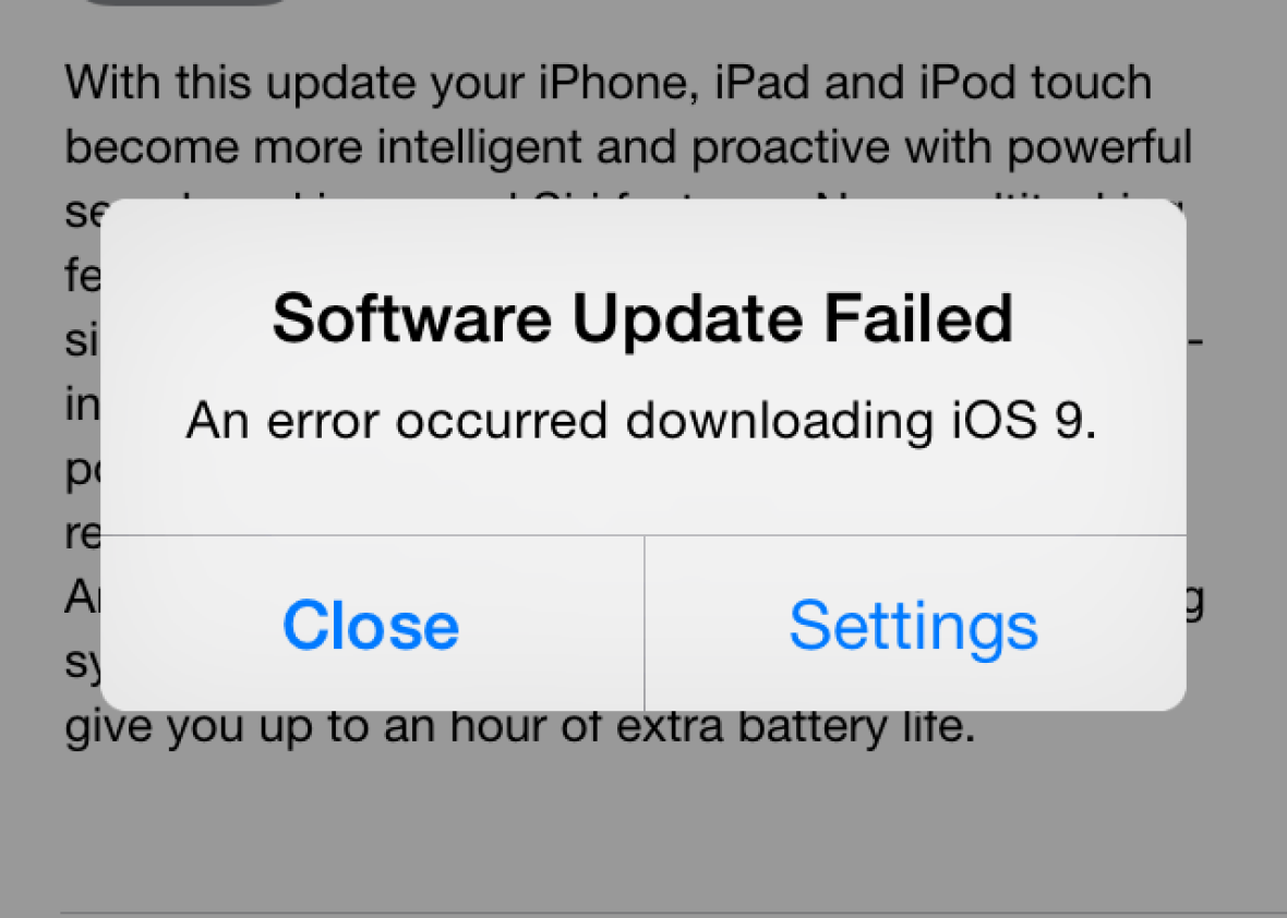 ios9: Bug in Apple's new mobile operating system won't let people install it.