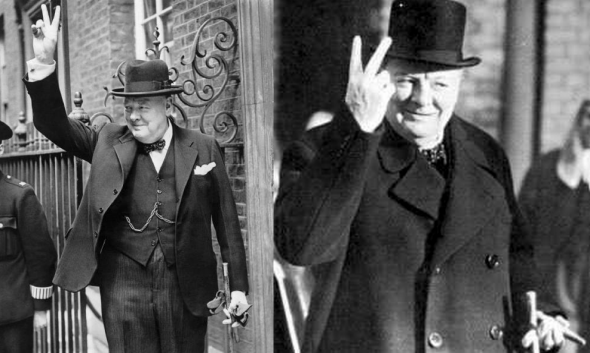 The "up yours" gesture looks like a peace sign.