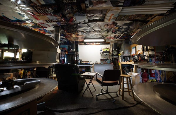 Joseph O. Holmes photographs projection booths in his exhibition, “The ...