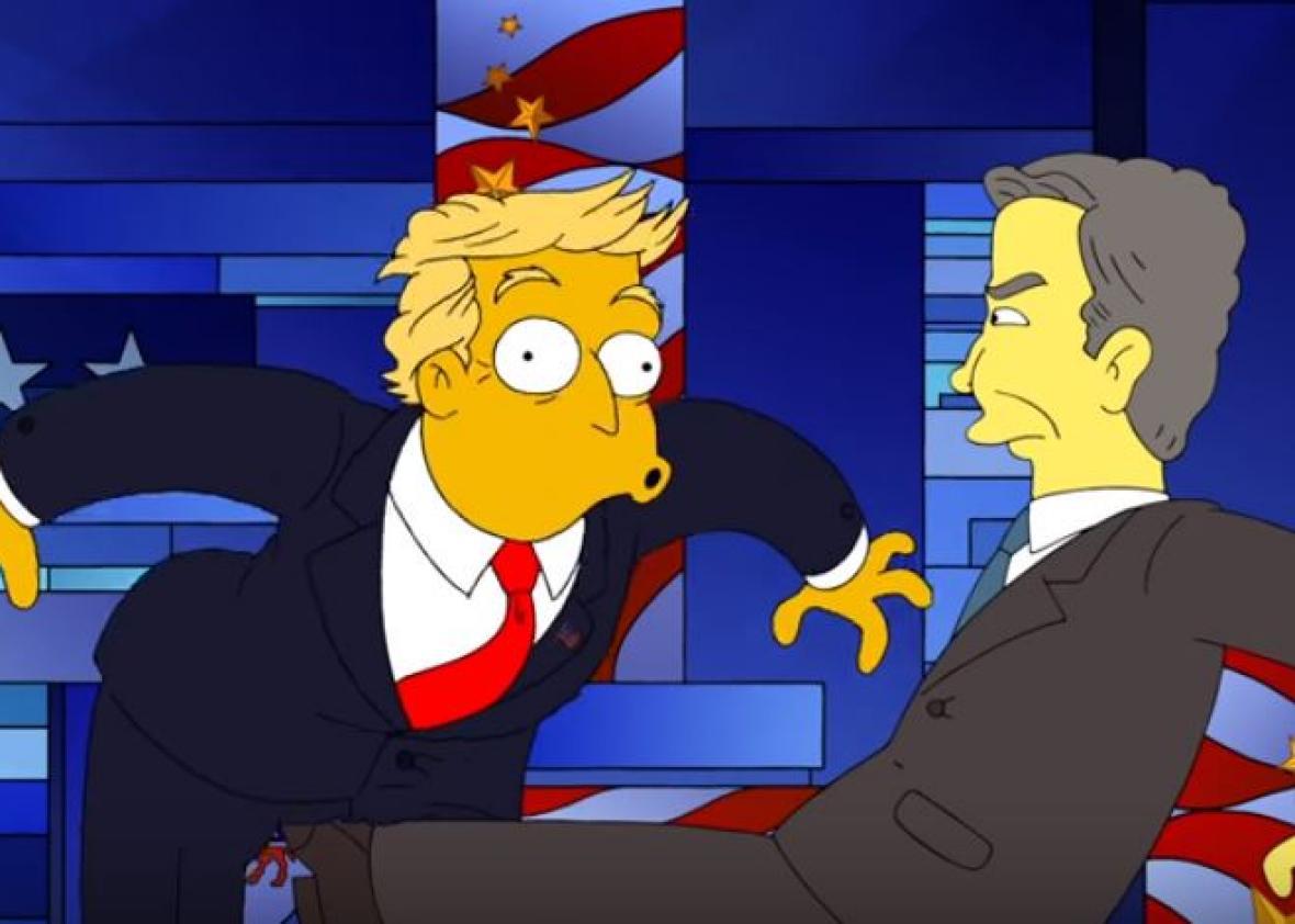 Watch the Simpsons mock the presidential campaign.