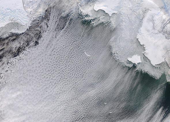 Cloud streets: Bering Sea formation from Aqua.