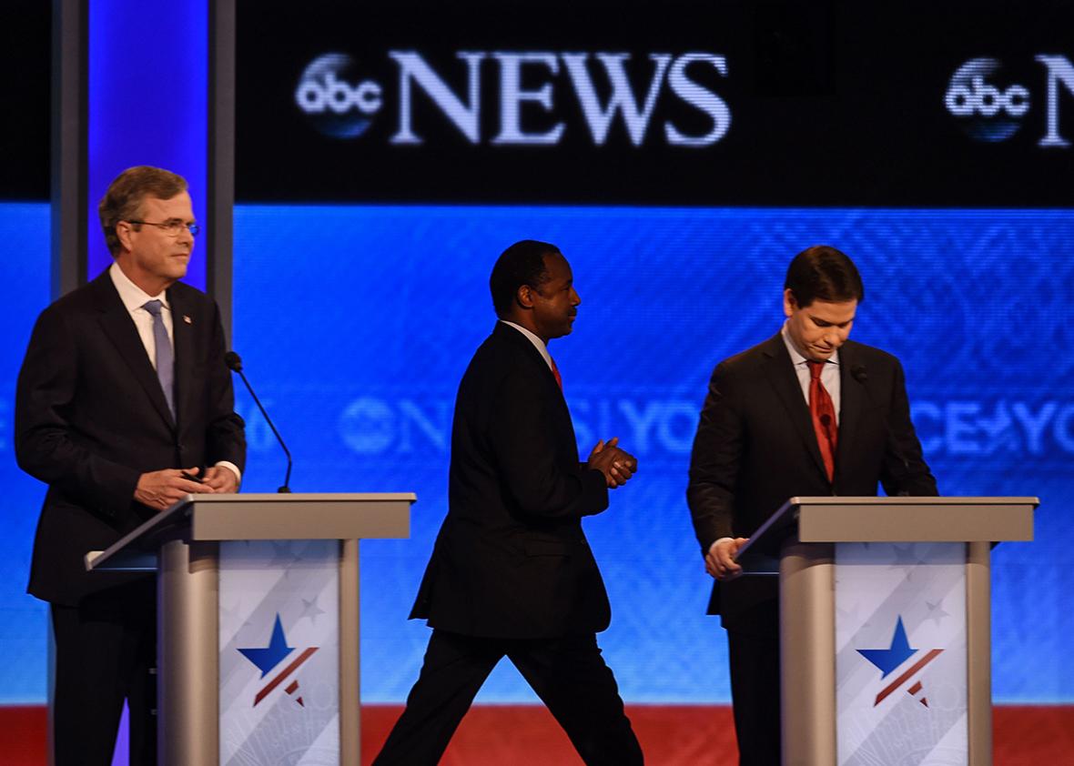 Watch the GOP candidates mess up their entrances during the ABC debate.