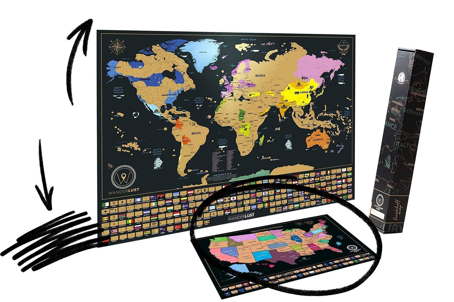 Wanderlust scratch-off map is on sale on Amazon.