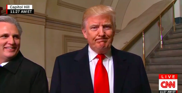 Watch Trump acknowledge camera in Capitol.