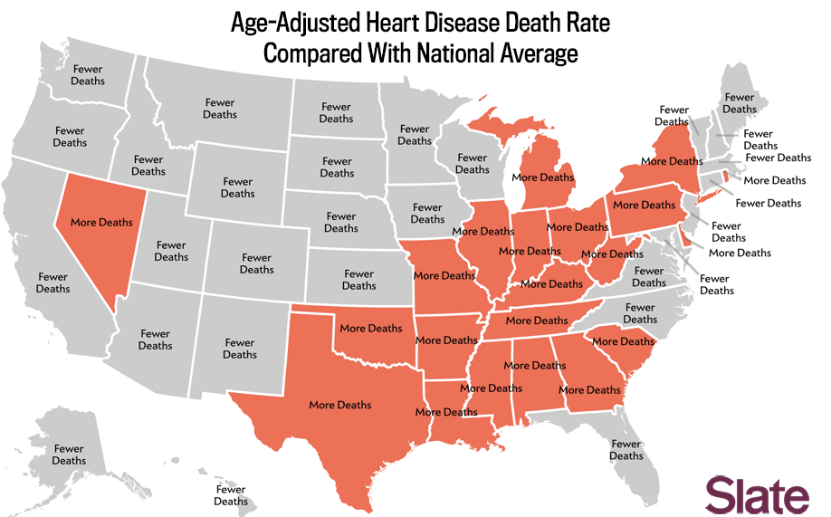 Death map: The most common causes of death in each state of the union
