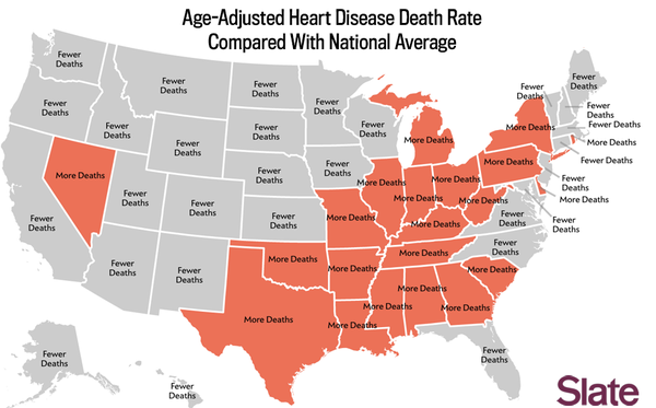 Death map: The most common causes of death in each state of the union