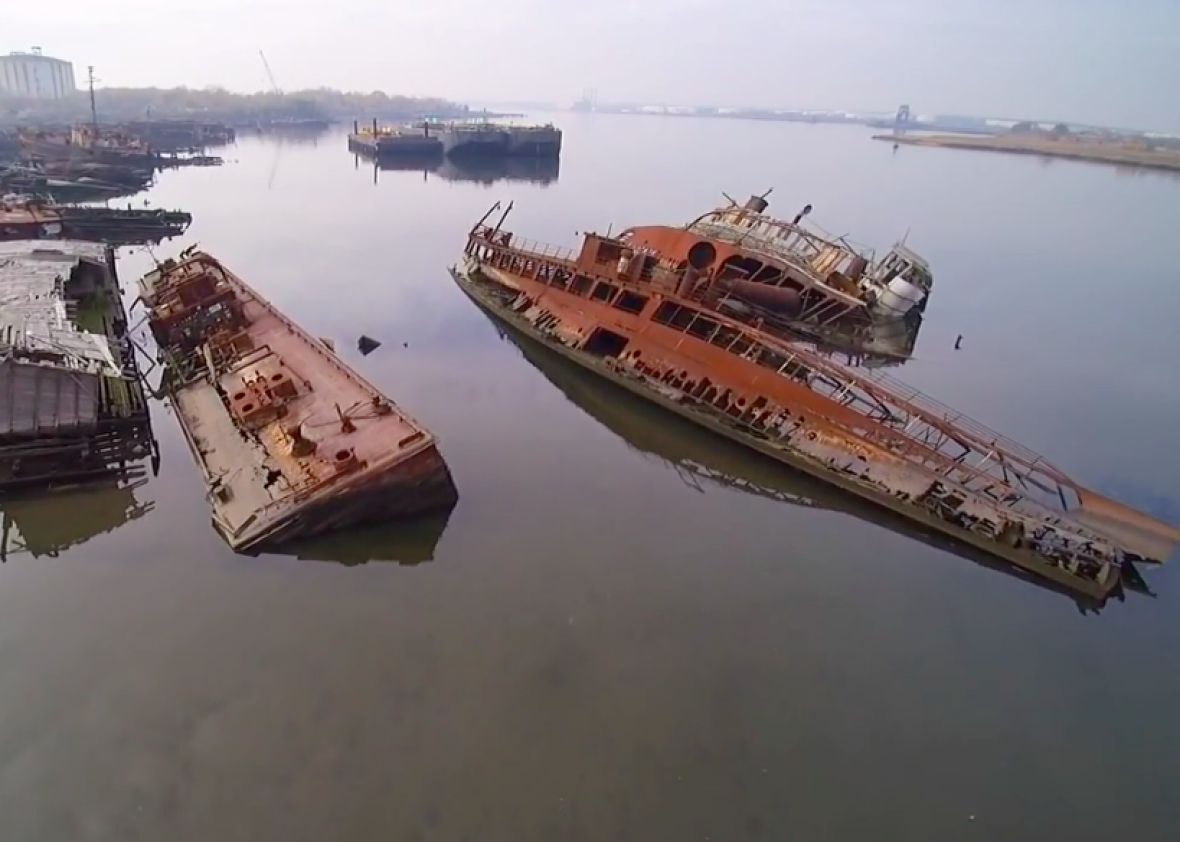 Drone footage of New York City’s Arthur Kill ship graveyard (VIDEO).