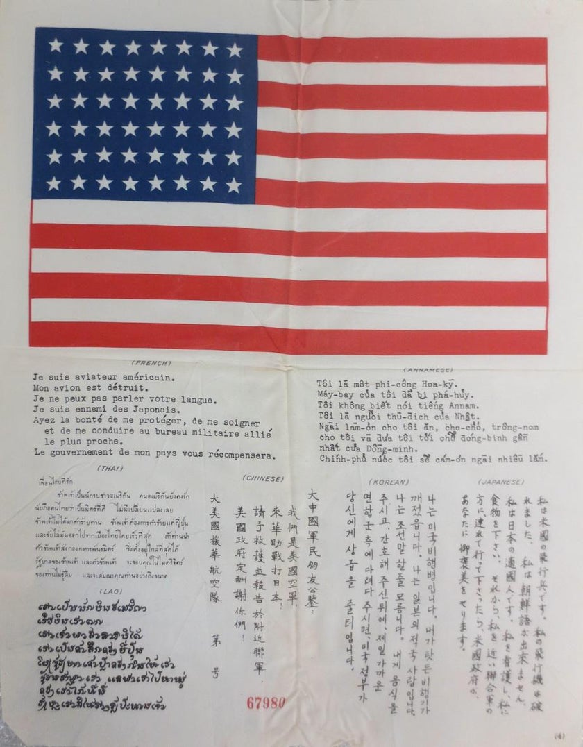 Blood Chits: Used by downed pilots in WWII.