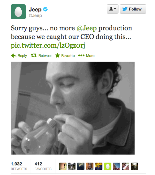 Jeep Twitter account hacked on Tuesday, one day after Burger King's was.