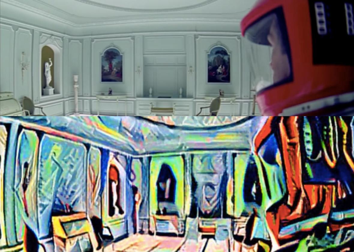 Watch 2001 animated in the style of Picasso.