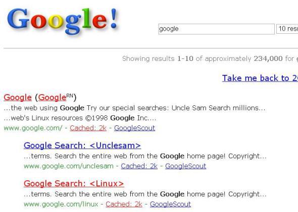 Google in 1998: Search engine's 15th birthday doodle, Easter Egg.