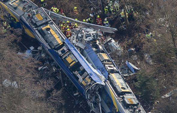 Head-on train crash in Germany.