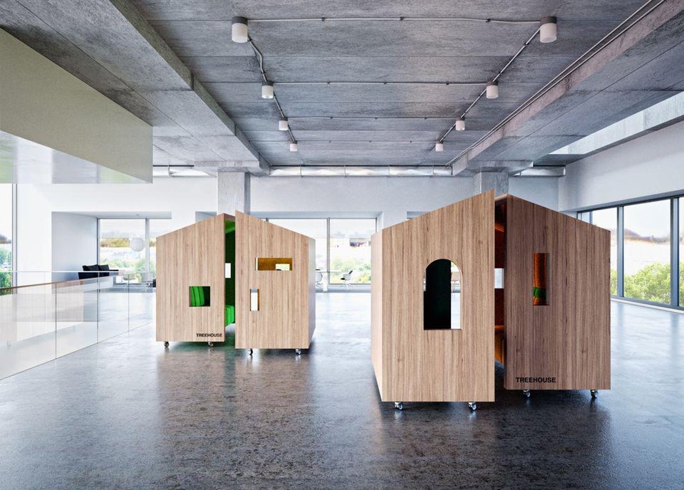 Treehouse 2 by Dymitr Malcew is a series of treehouse-inspired office pods.
