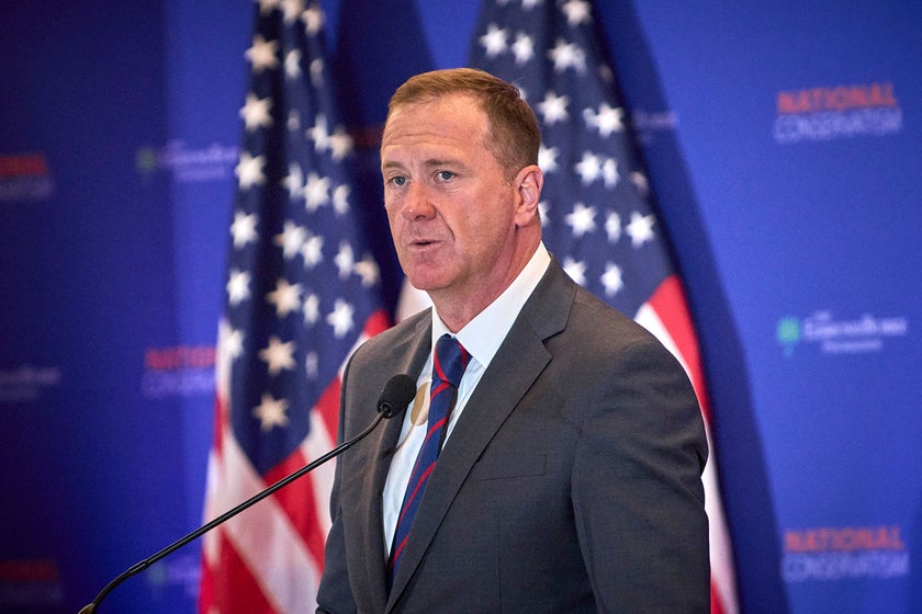 Sen. Eric Schmitt gives a shockingly white nationalist speech.