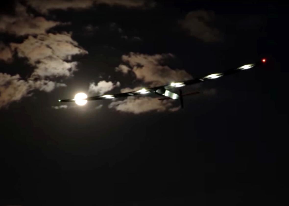 The Solar Impulse 2 airplane crosses the Atlantic on its way around the ...