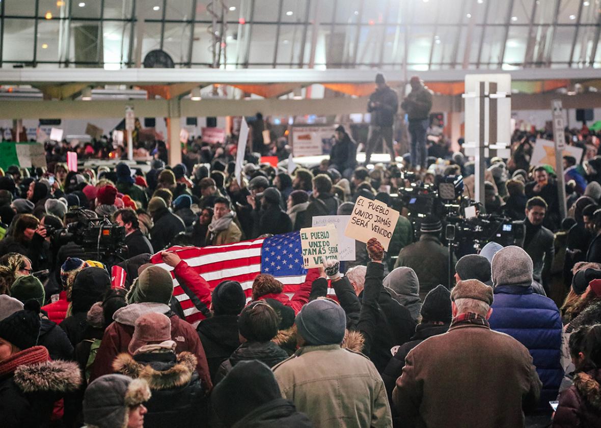Photos from Saturday’s protest at JFK Airport.