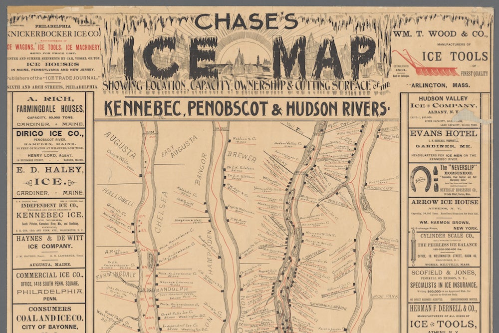 A map of Northeastern rivers showing the ice industry in the late ...
